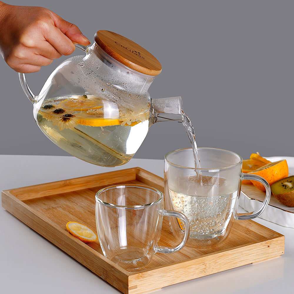 30.4oz Stovetop Safe Glass Teapot Water Pitcher with Removable Filter ...