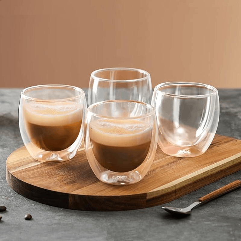 8.5oz Stemless Tumbler Double Walled Glass Cup for Latte Cappucino Caf ...
