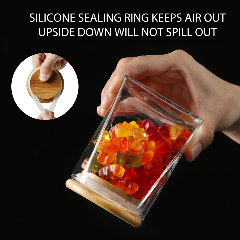 12oz 3 Pcs Trapezoidal Storage Containers Glass Jars Set Canister for ...