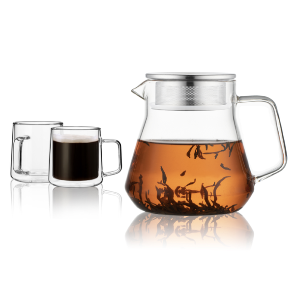 Double Wall Glass Mug 10oz 12oz 15.2oz Drinking Glassware 20.3oz Teapot Set – slonmall