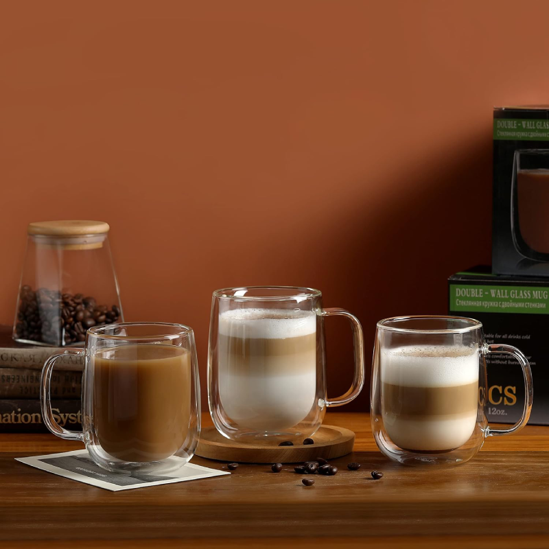 12oz Drinking Glassware Handmade Double Layers Coffee Mugs – slonmall