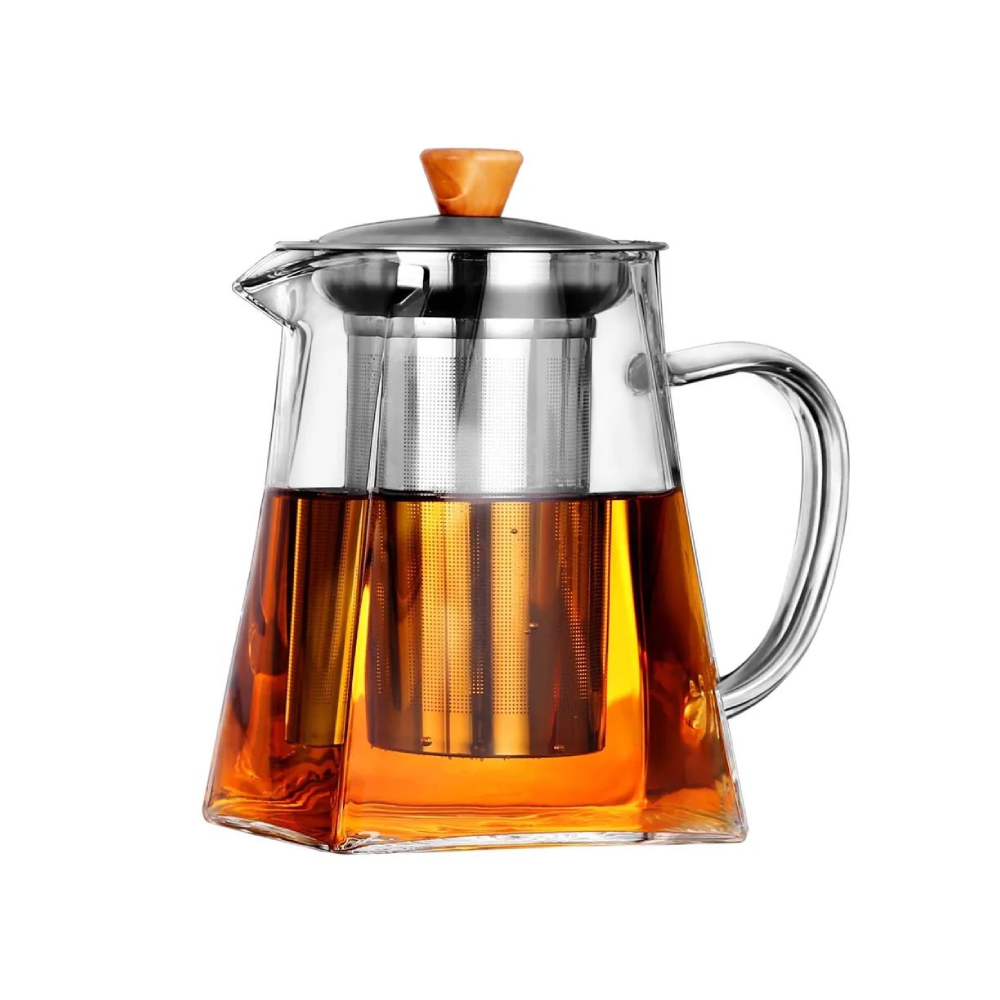 24oz 31oz Square Style Borosilicate Glass Teapot with Stainless Steel ...