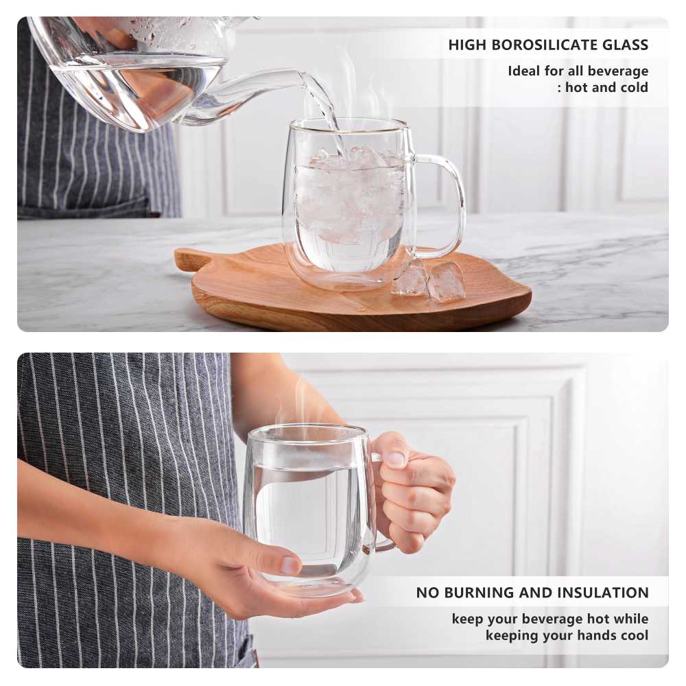 12oz Drinking Glassware Handmade Double Layers Coffee Mugs – slonmall