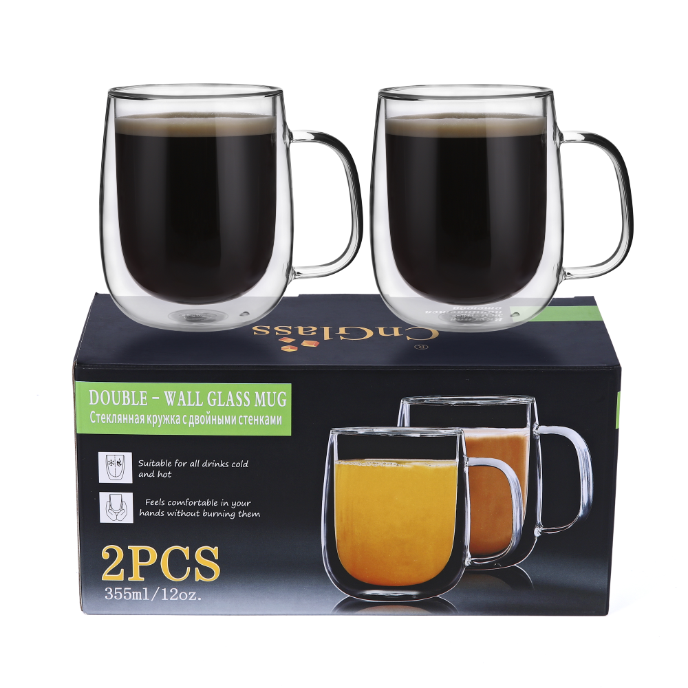 12oz Drinking Glassware Handmade Double Layers Coffee Mugs – slonmall