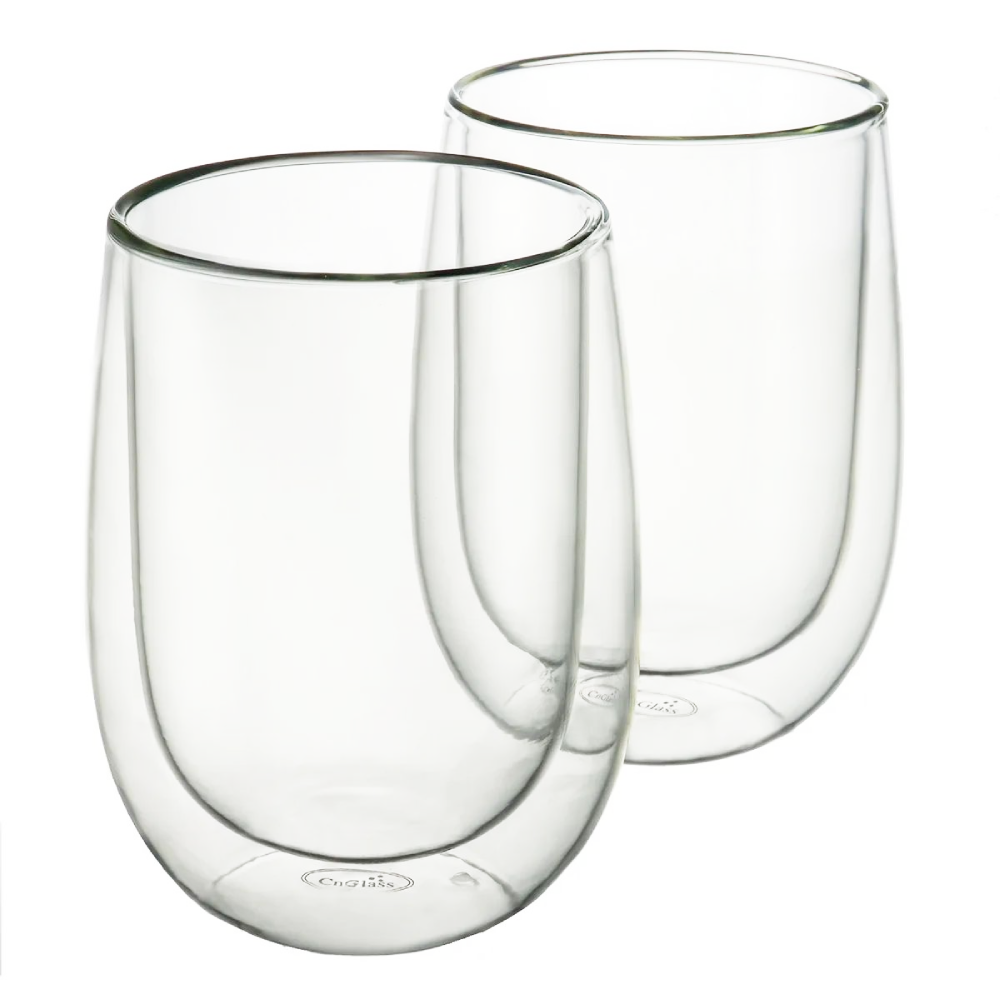 Stemless Double Walled Glassware 10oz 290ml Insulated Borosilicate Gla ...