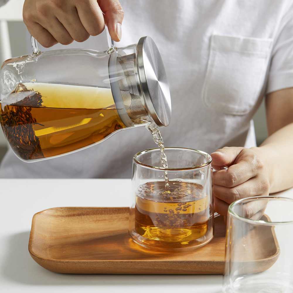 Dishwasher Safe 27oz Loose Leaf Tea Maker Glass Pitcher with Stainless ...