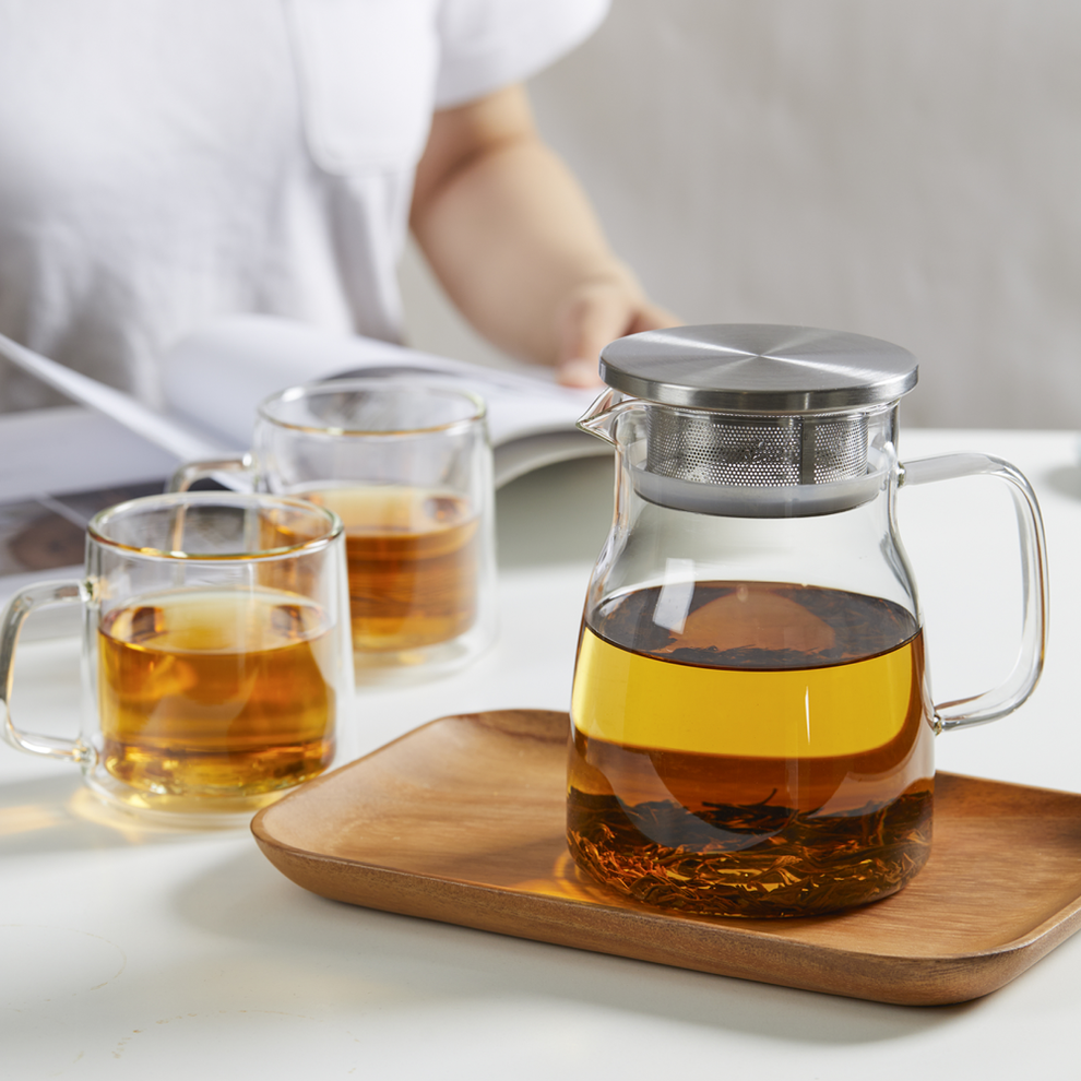 Dishwasher Safe 27oz Loose Leaf Tea Maker Glass Pitcher with Stainless ...